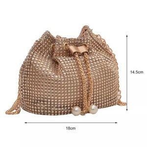 Bags | New Gold Crystal Rhinestones Crossbody Bucket Purse | Poshmark